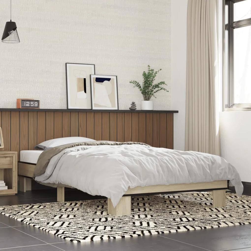 Rám postele dub sonoma 100 x 200 cm kompozitní dřevo a kov,  845868