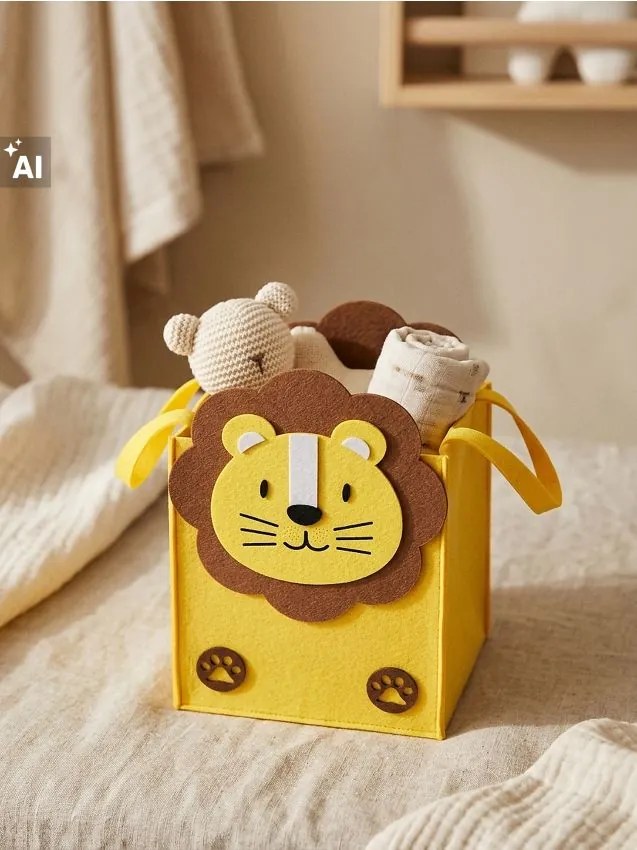 Sinsay - Úložný box s motivem lva - žlutá