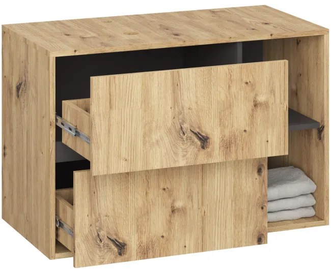 Skříňka pod umyvadlo VAMI W90 2SZ dub artisan / garafitová / šedá
