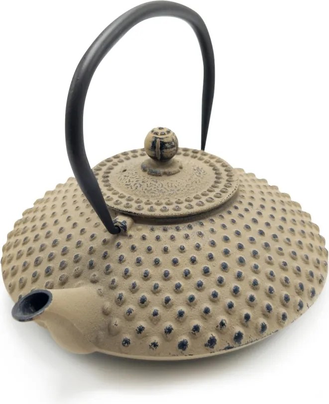 Litinová čajová souprava Xilin, konvice 1,25 l – hnědá, japonský design, se 2 šálky, s nerezovým sítkem