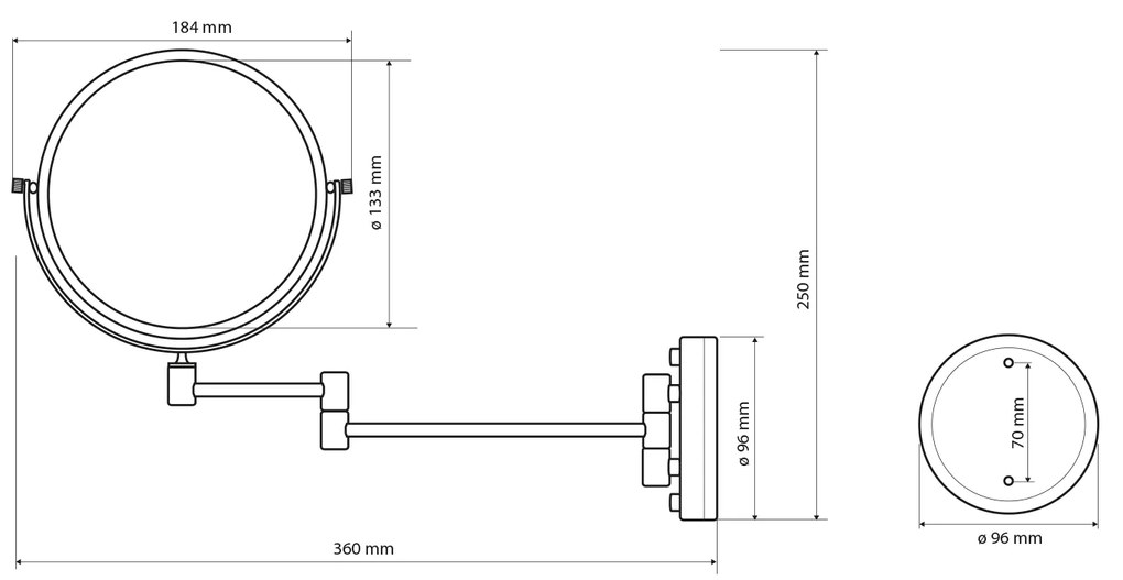 Sapho Sapho, Závěsné kosmetické zrcadlo, průměr 140mm, oboustranné, chrom, XP012CH