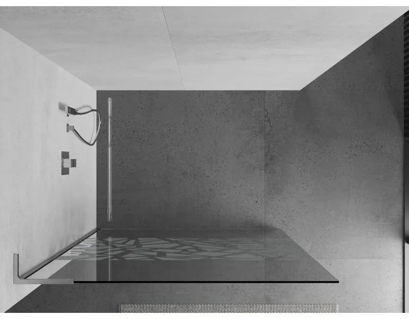 Mexen Kioto L, sprchová zástěna Walk-In 110 x 200 cm, 8mm čiré sklo bílý vzor, chromový profil, 800-110-103-01-85