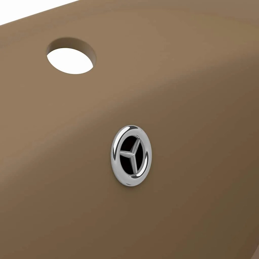 Luxusní umyvadlo přepad oválné matné krémové 58,5x39cm keramika 146941