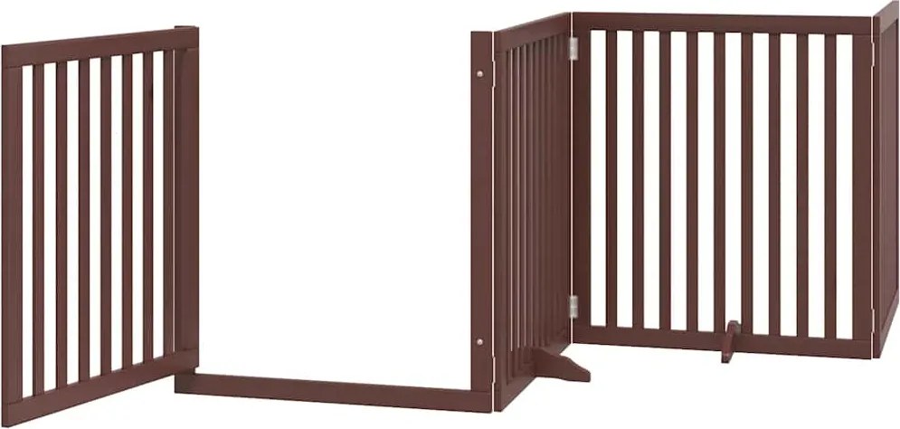 Zábrana pro psy s dvířky skládací 6 panelů hnědá 480 cm topol 3155693