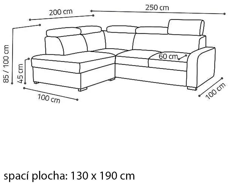Sedací souprava OSLO L | 200x250 cm | rozkládací + úložný prostor | polohovatelné záhlavníky | VÝBĚR TKANIN