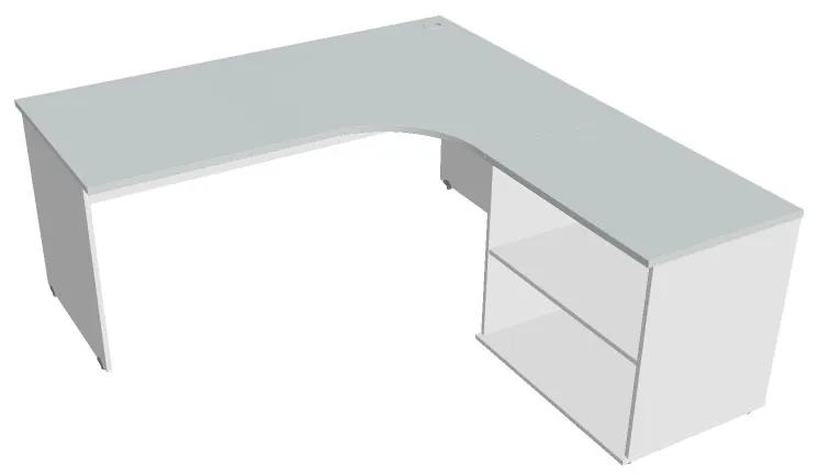 Sestava stolu a skříně levá 180 cm - Hobis Gate GE 1800 60 H L Dekor stolové desky: šedá, Dekor lamino podnože: bílá