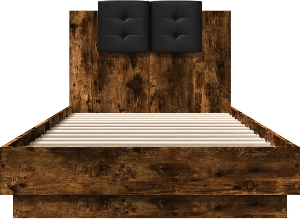 Rám postele s čelem kouřový dub 100 x 200 cm kompozitní dřevo 3209937