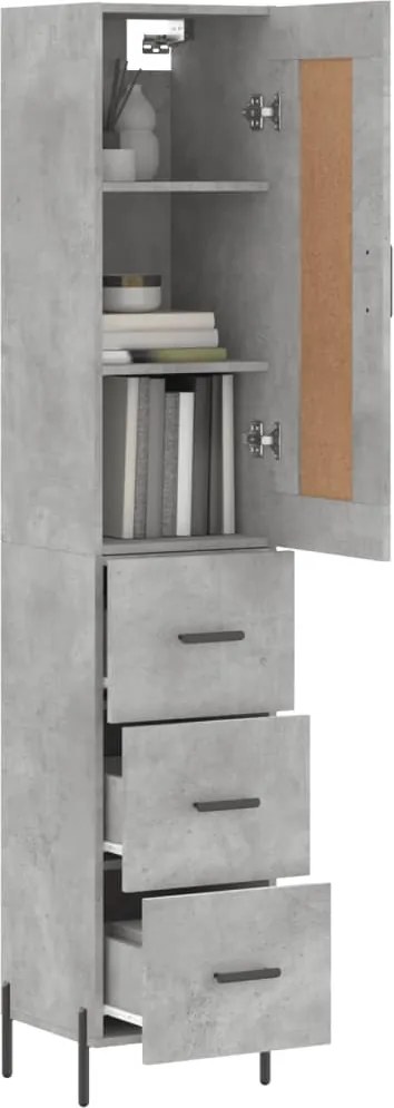 Skříň highboard betonově šedá 34,5x34x180 cm kompozitní dřevo 3200205