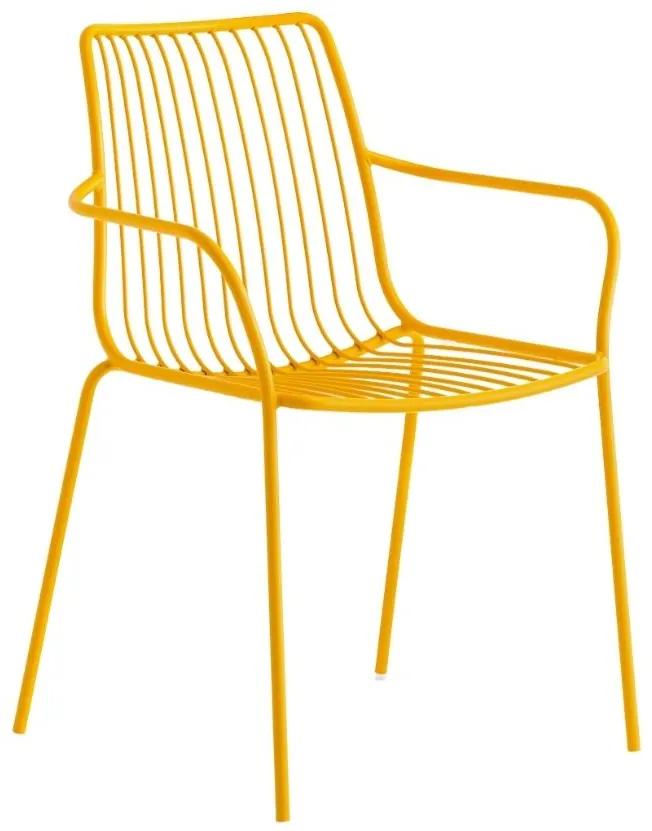 OnaDnes -20% Pedrali Žlutá kovová zahradní židle Nolita 3656 s područkami