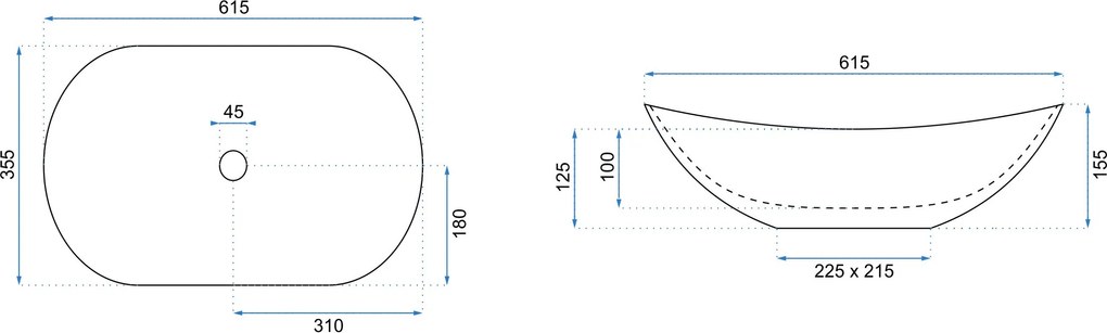 Rea Royal 60 umyvadlo na desku, 62 x 36 cm, bílá, REA-U0441