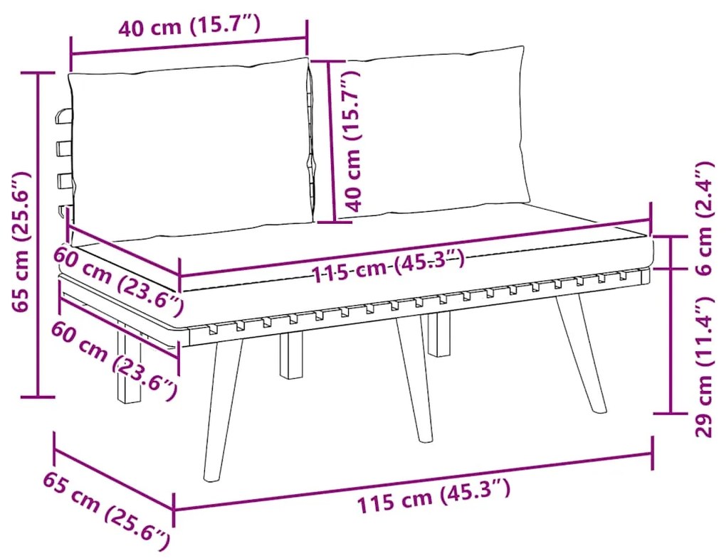 vidaXL Marketos Zahradní lavice s poduškami 115 cm masivní akáciové dřevo