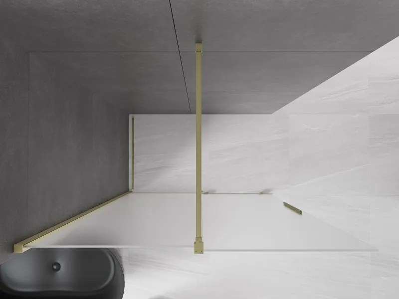 Mexen Velar, sprchová zástěna s posuvnými dveřmi Walk-in 150 x 200 cm, 8mm sklo námraza, zlatá matná, 871-150-000-33-55
