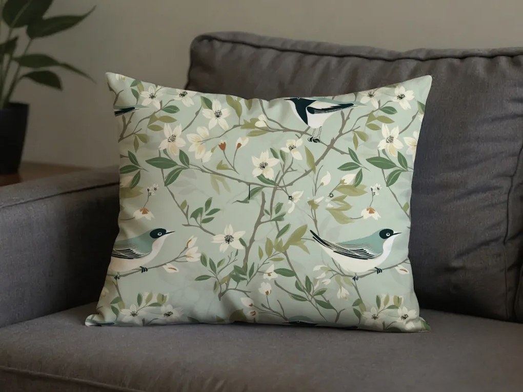 Polybavlněný povlak na polštář FLORIBIRD POLY 50x70 cm, zelený
