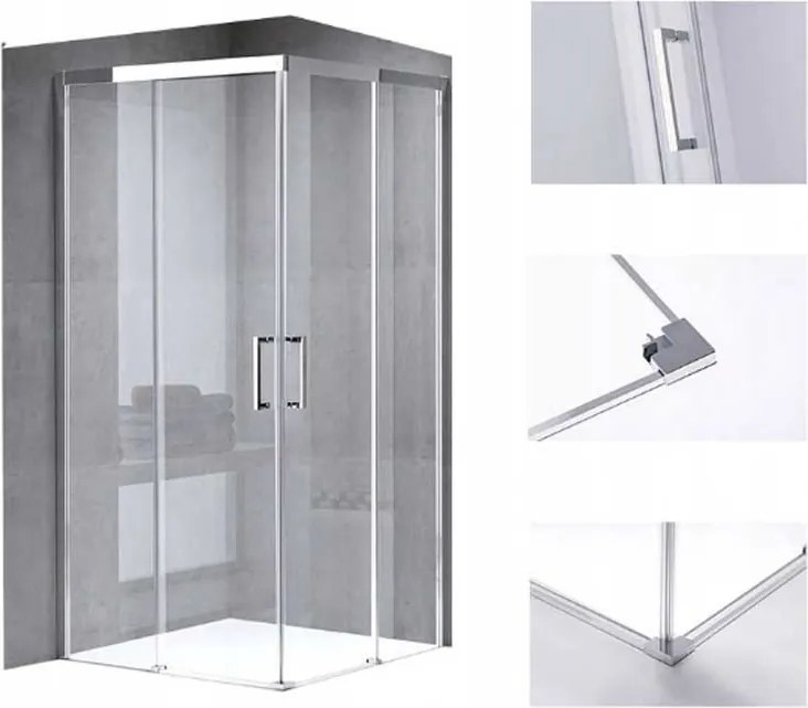 BPS-koupelny Čtvercový sprchový kout HYD-SK90B 90x90 chrom/transparent - bez vaničky