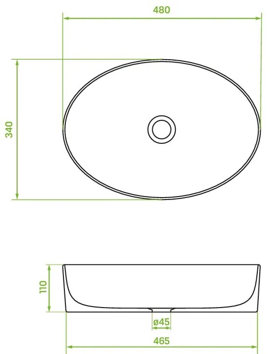 Laveo Desna, umyvadlo na desku 480x340x110 mm, bílá lesklá, LAV-VUD_6248