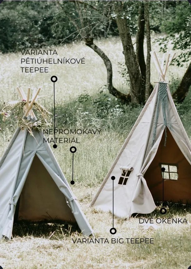 Vigvam design Venkovní Teepee Wild Child, Ash (světle šedé) - PĚTIÚHELNÍKOVÉ BEZ DOPLŇKŮ