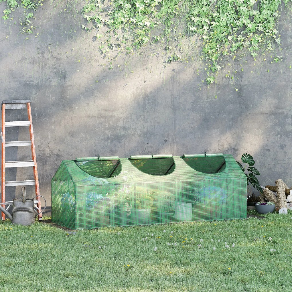Outsunny skleník s oknem, PE skleník 180x60x60cm, skleník na rajčata a chladicí rám v zelené barvě pro zahradu a balkon