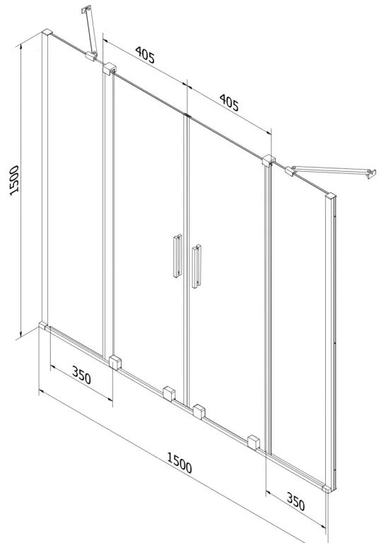 Mexen, Mexen Velar Duo parawan nawannowy 2-skrzydłowy rozsuwany 140 x 150 cm, szron, biały - 896-140-000-32-20