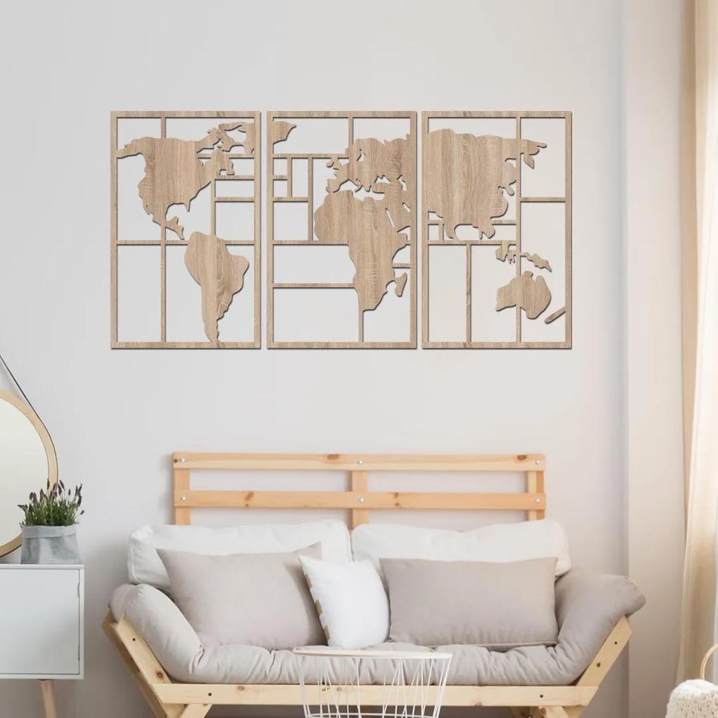 dřevo života Dřevěná mapa světa GEOMETRY Barevný vzor: Bílá, Velikost map: 90x48