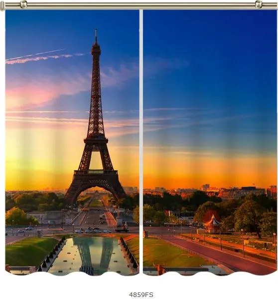 Black out závěsy 3D nebo voálové záclony 3D motiv 4859 Eiffelova věž, Rozměry Voálové záclony 2x145x260cm
