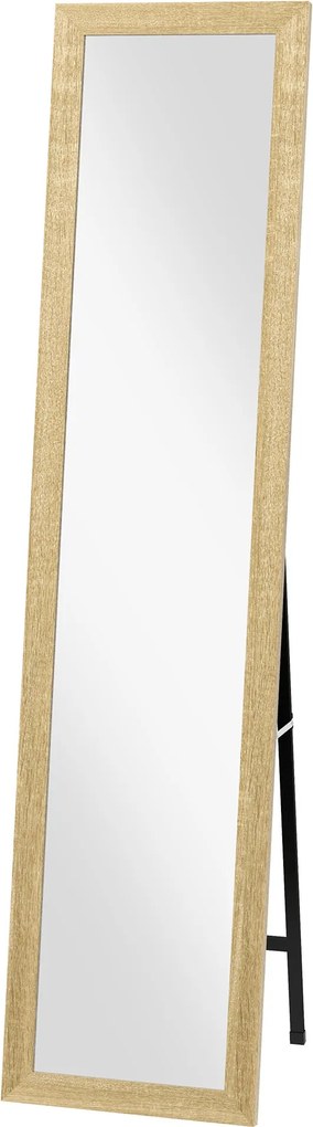 HOMCOM Obdélníkové Zrcadlo na Stěnu nebo Stůl s Dřevěným Rámem do Obývacího Pokoje a Ložnice 37 x 157 cm Přírodní Dřevo | Aosom