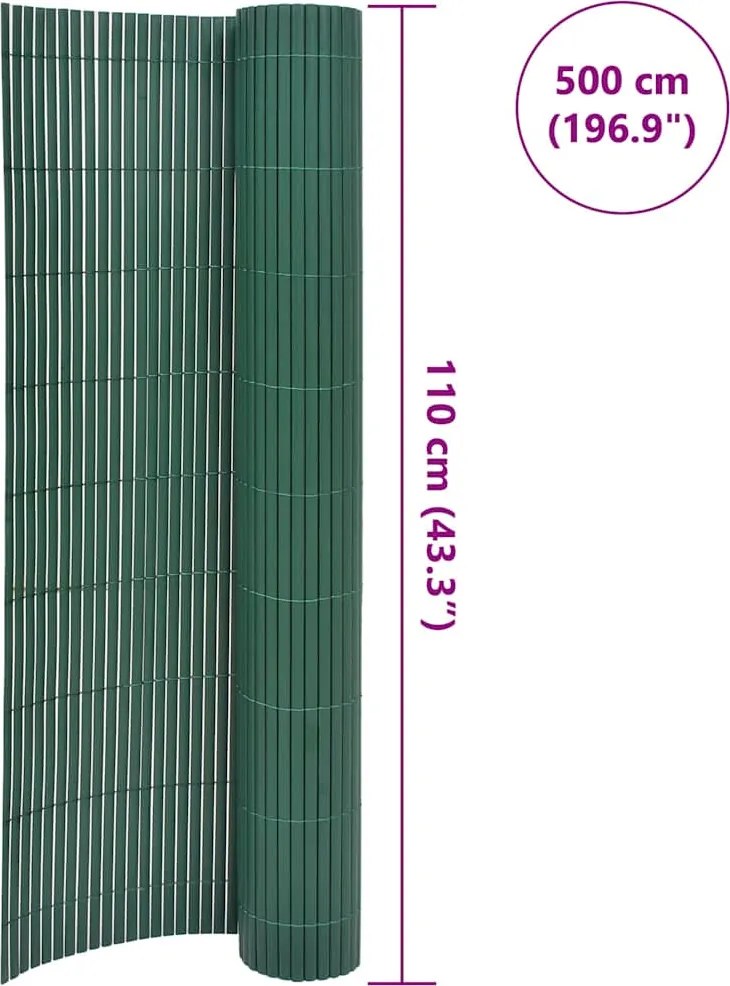 Oboustranný zahradní plot 110 x 500 cm zelený 317162