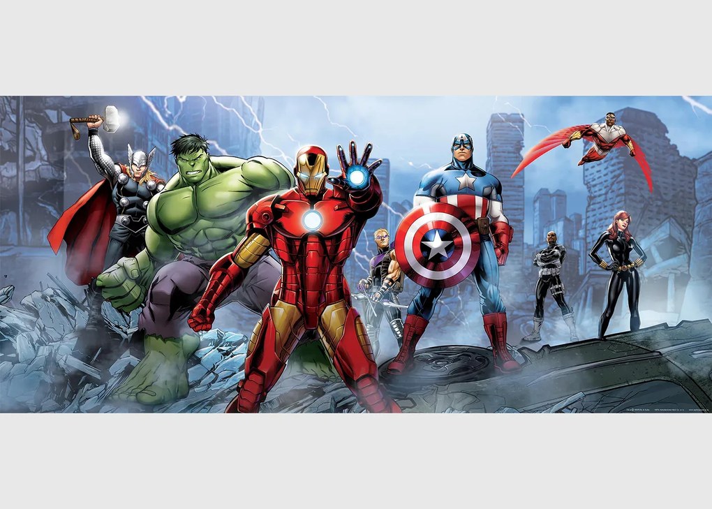Dětská vliesová fototapeta na zed' Marvel Avengers, Disney | 202 x 90 cm | DFTDNH 5328