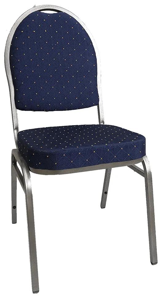 TEMPO Židle, stohovatelná, látka modrá/šedý rám, JEFF 3 NEW
