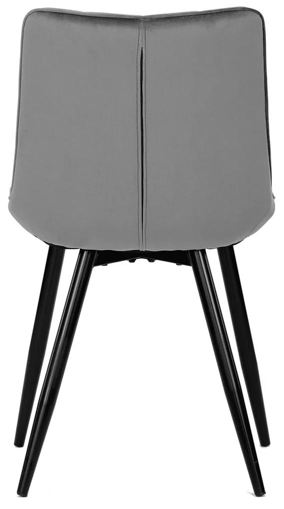 AUTRONIC Jídelní židle, potah v šedém sametu, kovové podnoží v černé práškové barvě
