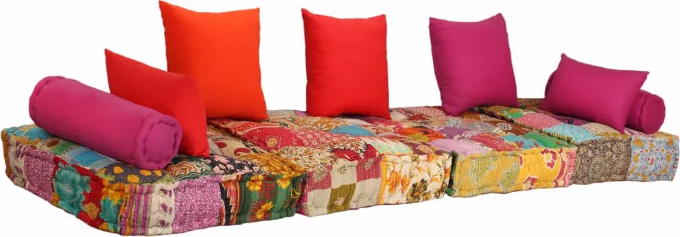 vidaXL 2místný modulární pouf textil [244985] Barva: Patchwork