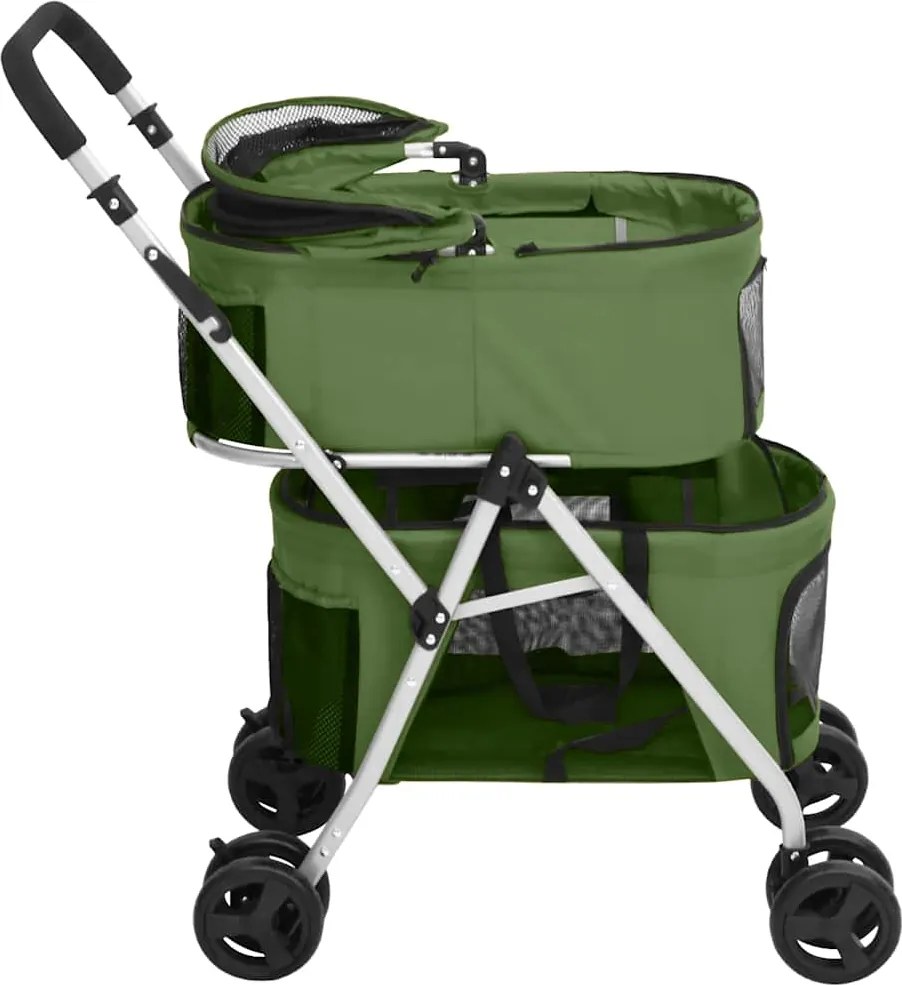 2patrový skládací kočárek pro psa zelený 83 x 48 x 97 cm oxford 172207
