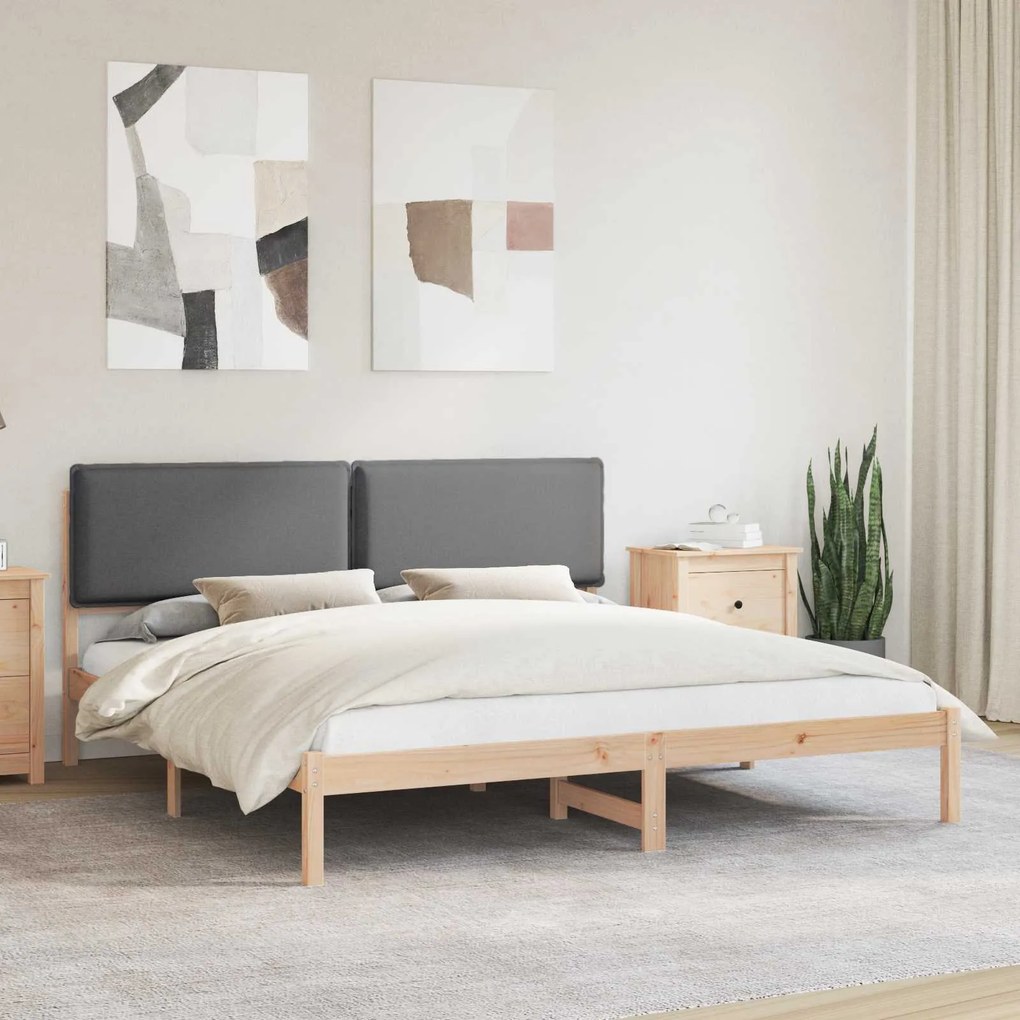 Rám postele s čalouněným čelem Tmavě šedá 200 x 200 cm 3405558