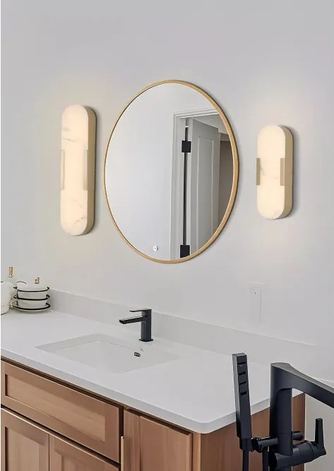 Searchlight 11139GO Nástěnné LED svítidlo OPALINE MARBLE IP44, ZLATÉ 50cm