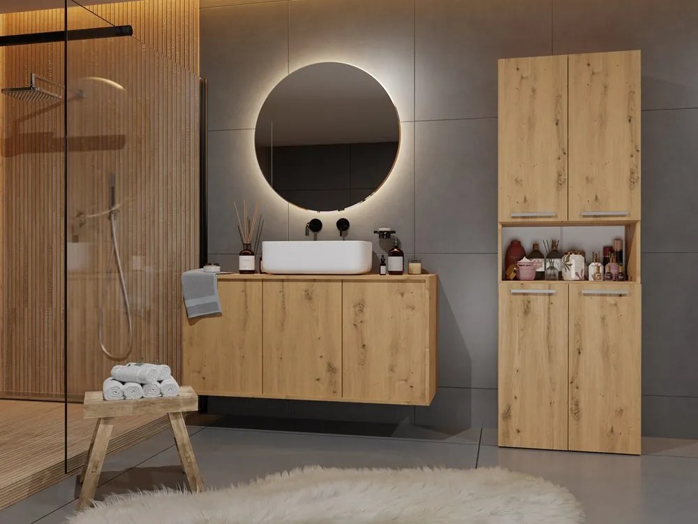 Koupelnový sloupek s košem na prádlo NEL 1K DK dub artisan
