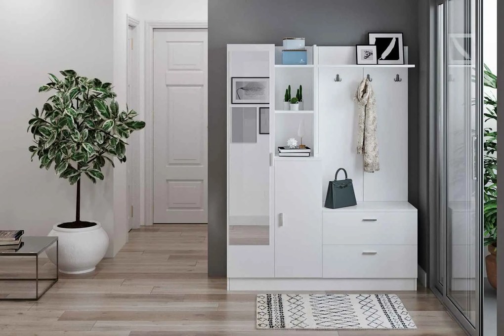 Designová předsíňová stěna Kailano bílá