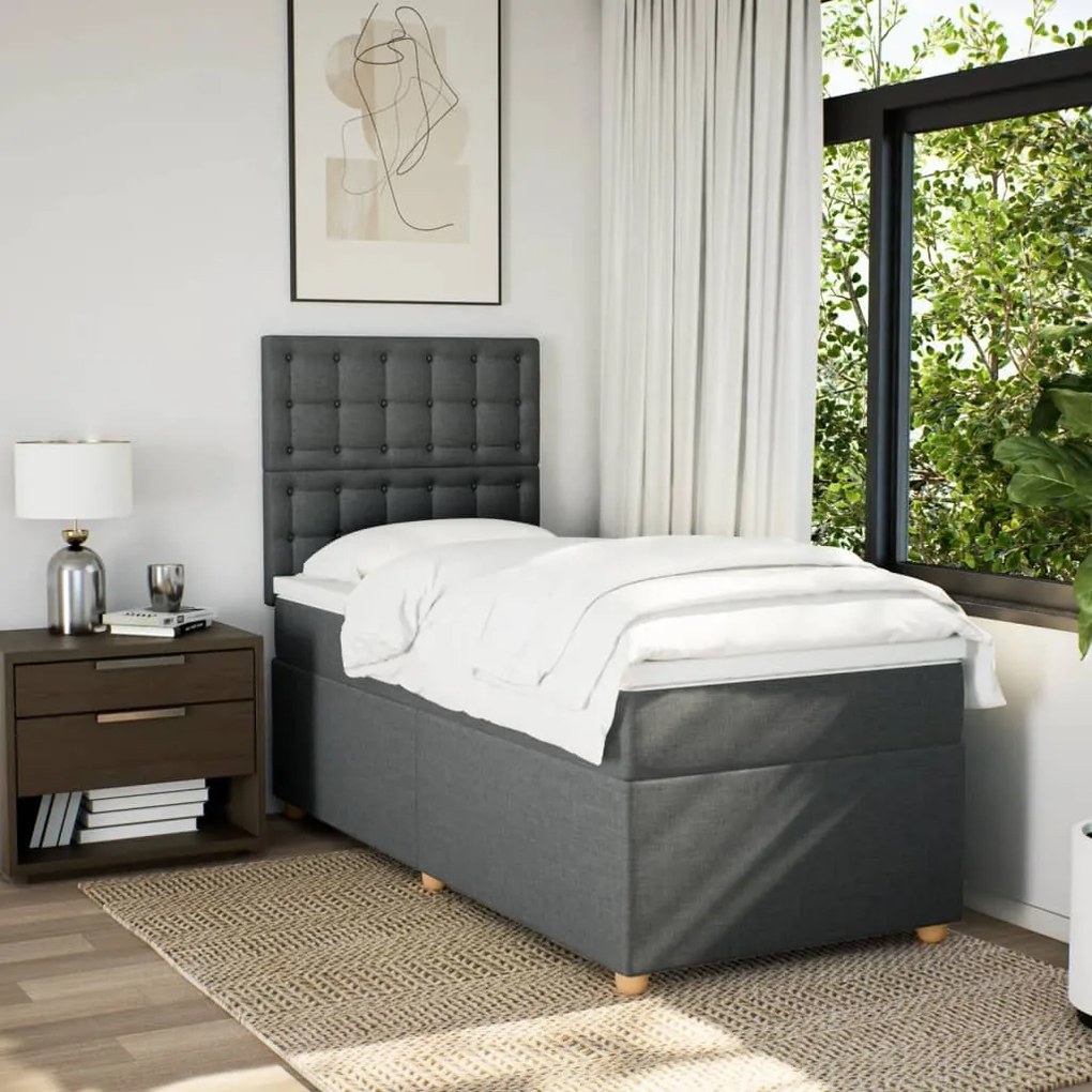 Box spring postel s matrací tmavě šedá 90x200 cm textil 3293478