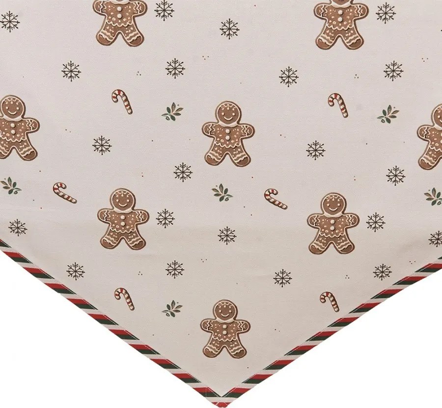 Béžový bavlněný běhoun s perníčky Gingerbread Magic - 50*160 cm