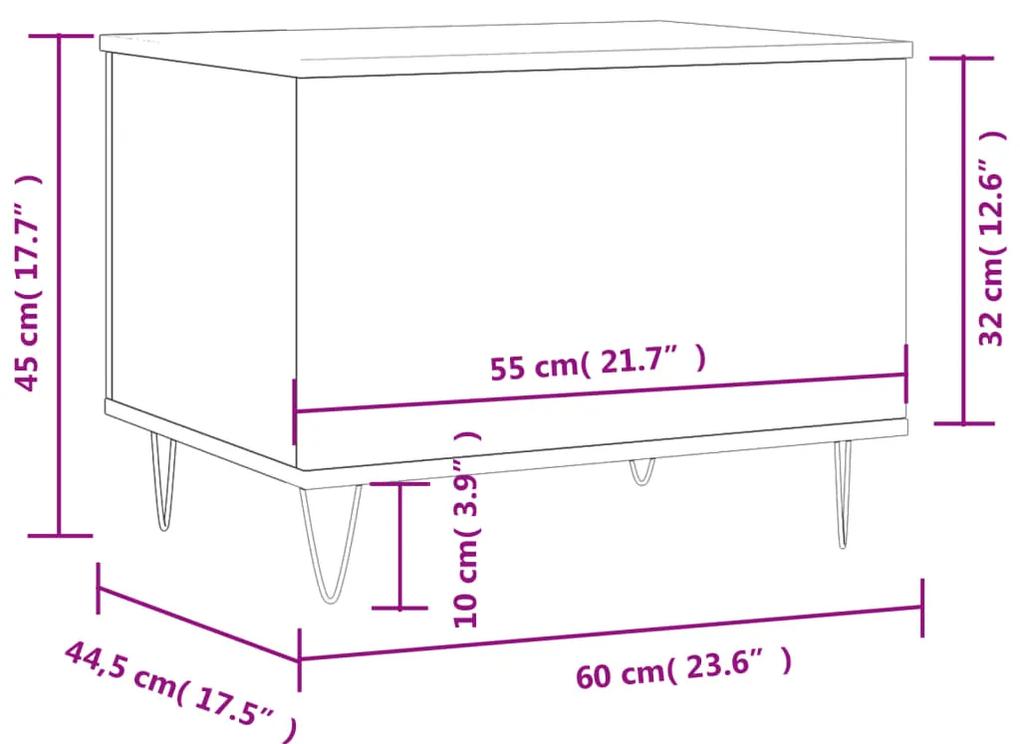 Konferenční stolek kouřový dub 60x44,5x45 cm kompozitní dřevo - Default Title
