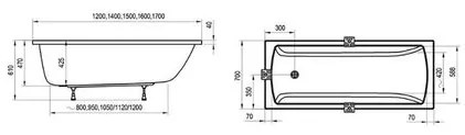 Ravak Classic II Obdélníková vana 140 x 70 cm, bílá CC21000000