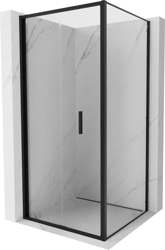 Mexen Exo, skládací sprchová kabina, dveře 110 cm + boční stěna 110 cm, transparentní sklo, černá, 816-110-110-70-00