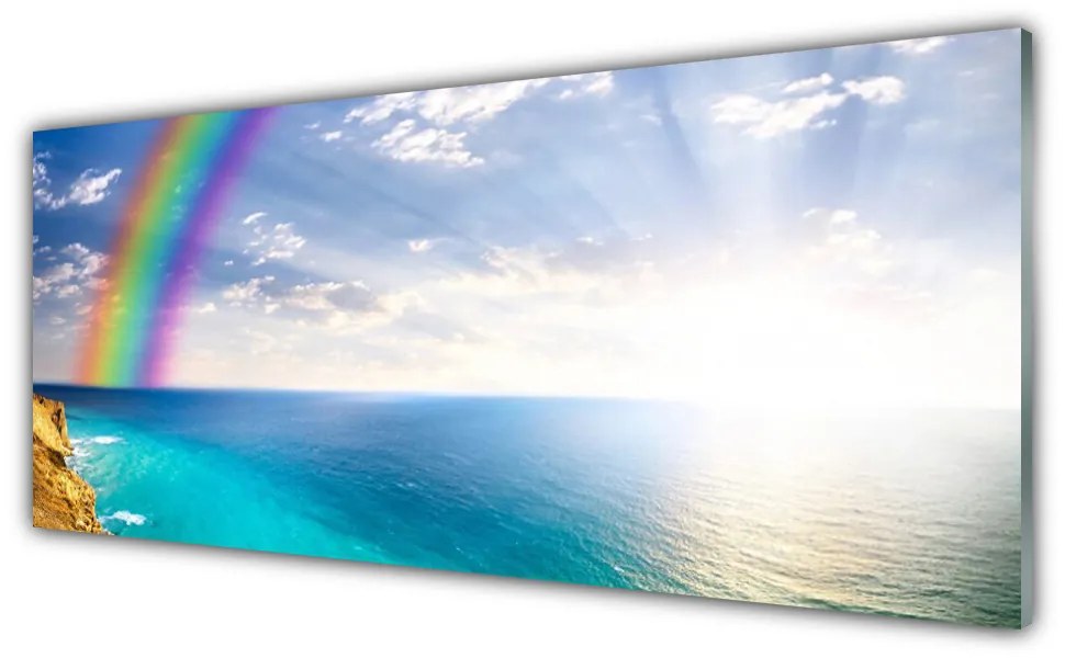 Plexisklo-obraz Duha u Moře Krajina 125x50 cm