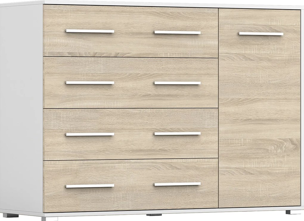 IDZ Komoda FRIDA 02 1D4S, 135 cm Dub Sonoma / Bílá