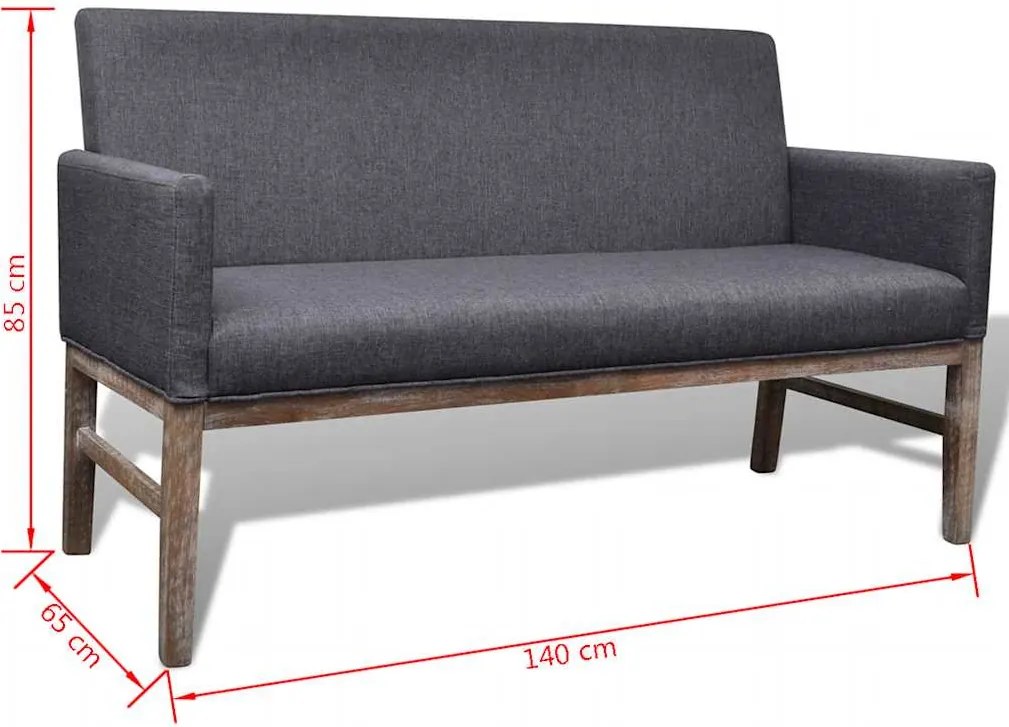 Lavice s polstrovanou poduškou textil kaučukovník tmavě šedá 241664