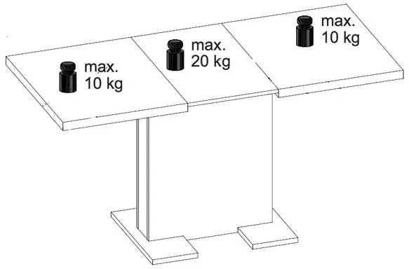 Jídelní stůl Britt 110x69 cm, šedý beton/bílý