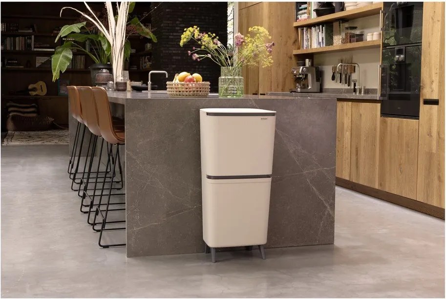 Béžový plastový odpadkový koš 25+10+10 l na tříděný odpad SortUp Recycle Hi – Brabantia