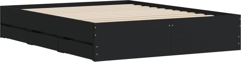 Rám postele se zásuvkami černý 150 x 200 cm kompozitní dřevo 3207267