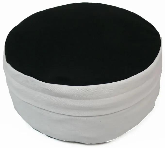 S radostí - vlastní výroba Stylový pohankový sedák černo-bílý Velikost: ∅50 x v30 cm
