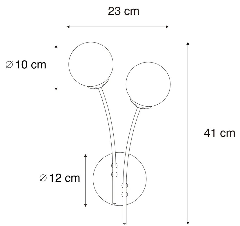 Moderní nástěnná lampa zlatá 2-světlo s kouřovým sklem - Atény