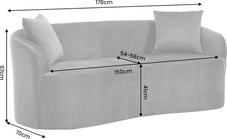 Designová 2-místná pohovka Vardinon 178 cm grafitový šedý samet
