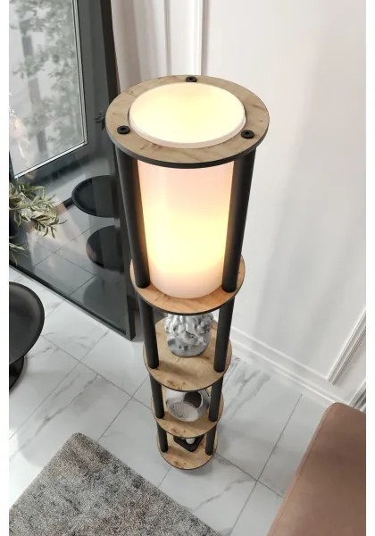 Stojací lampa s poličkami 1xE27/40W/230V 150 cm černá/hnědá